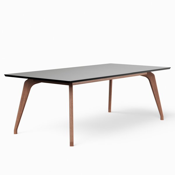 AllModern Ena Glass Top Solid Wood Base Dining Table | Wayfair